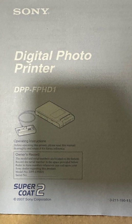 Photo Printer Sony DPP-FPHD1 , Computers & Tech, Printers, Scanners ...