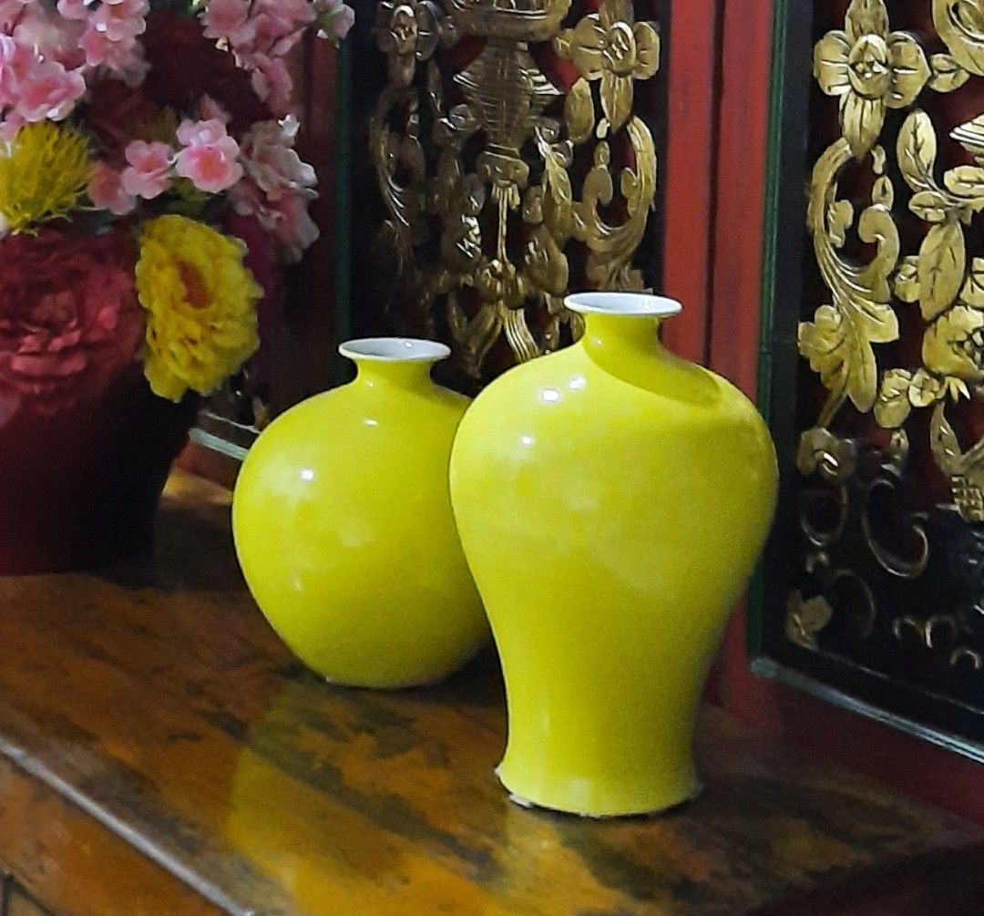 Porcelain yellow vases, Furniture & Home Living, Home Decor, Vases ...
