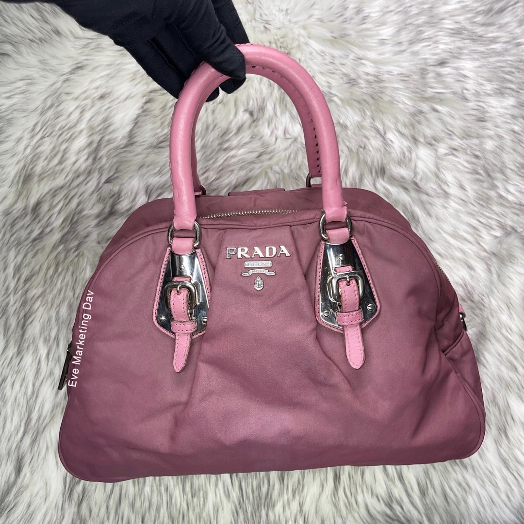 Prada Nylon Pink Dome Braided Handbag, Luxury, Bags & Wallets on Carousell