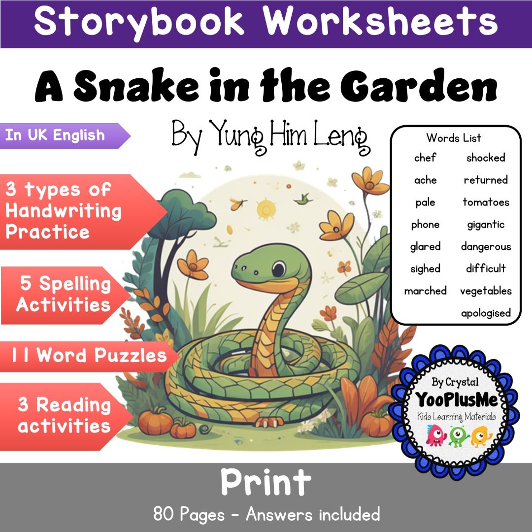 Primary 2 Spelling Worksheets - Snake in the Garden, Hobbies & Toys ...