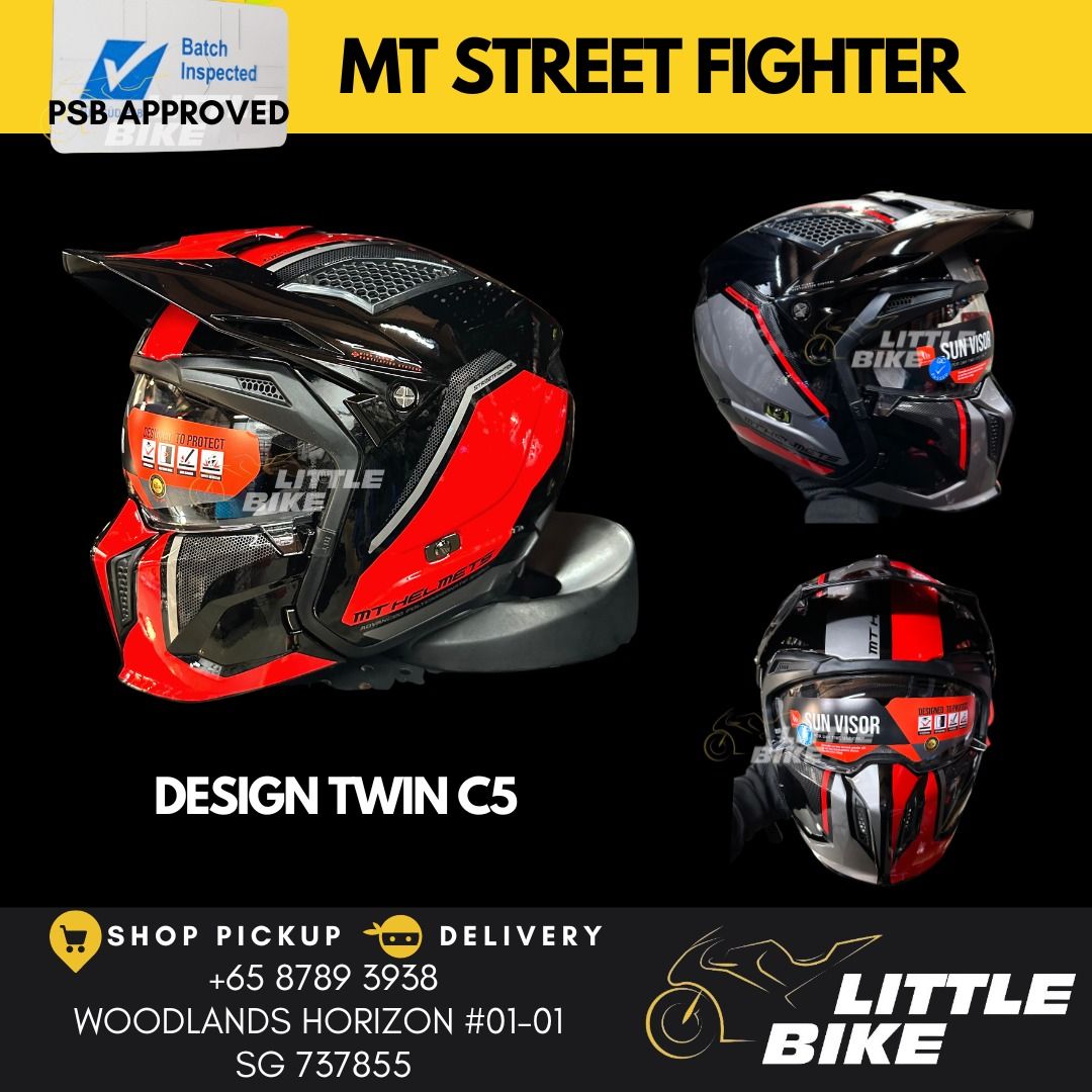 PSB APPROVED MT helmets streetfighter street fighter open face ...