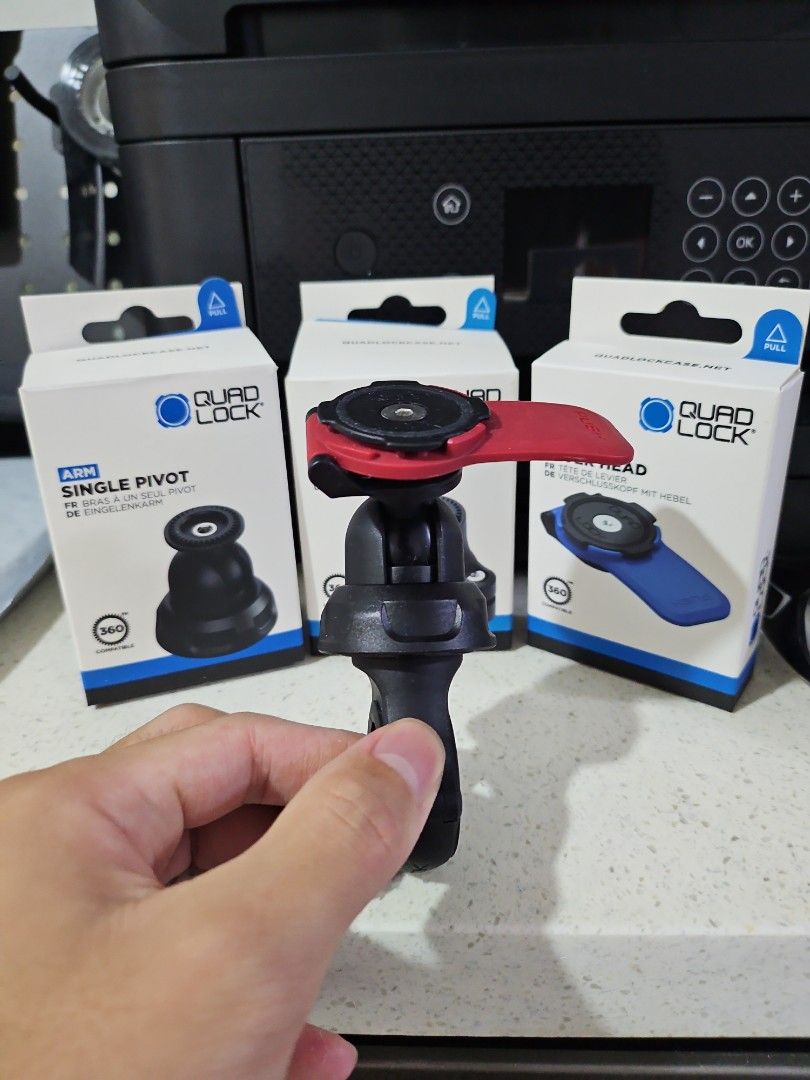 Quadlock Bicycle Phone Holder (Single Pivot Arm, Bar Clamp Medium Base ...