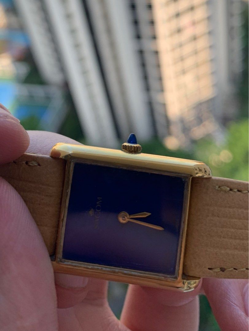 (Rare) Sacom tank with royal blue dial and sapphire crown, Women's ...
