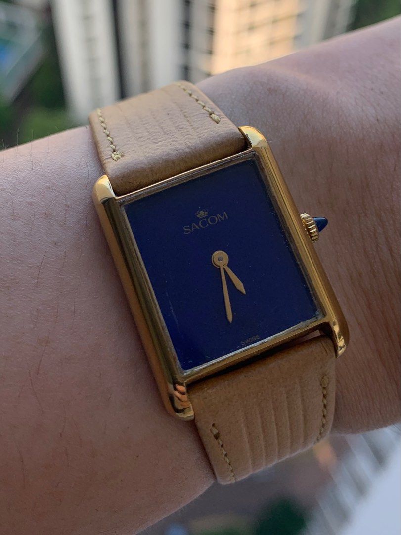 (Rare) Sacom tank with royal blue dial and sapphire crown, Women's ...