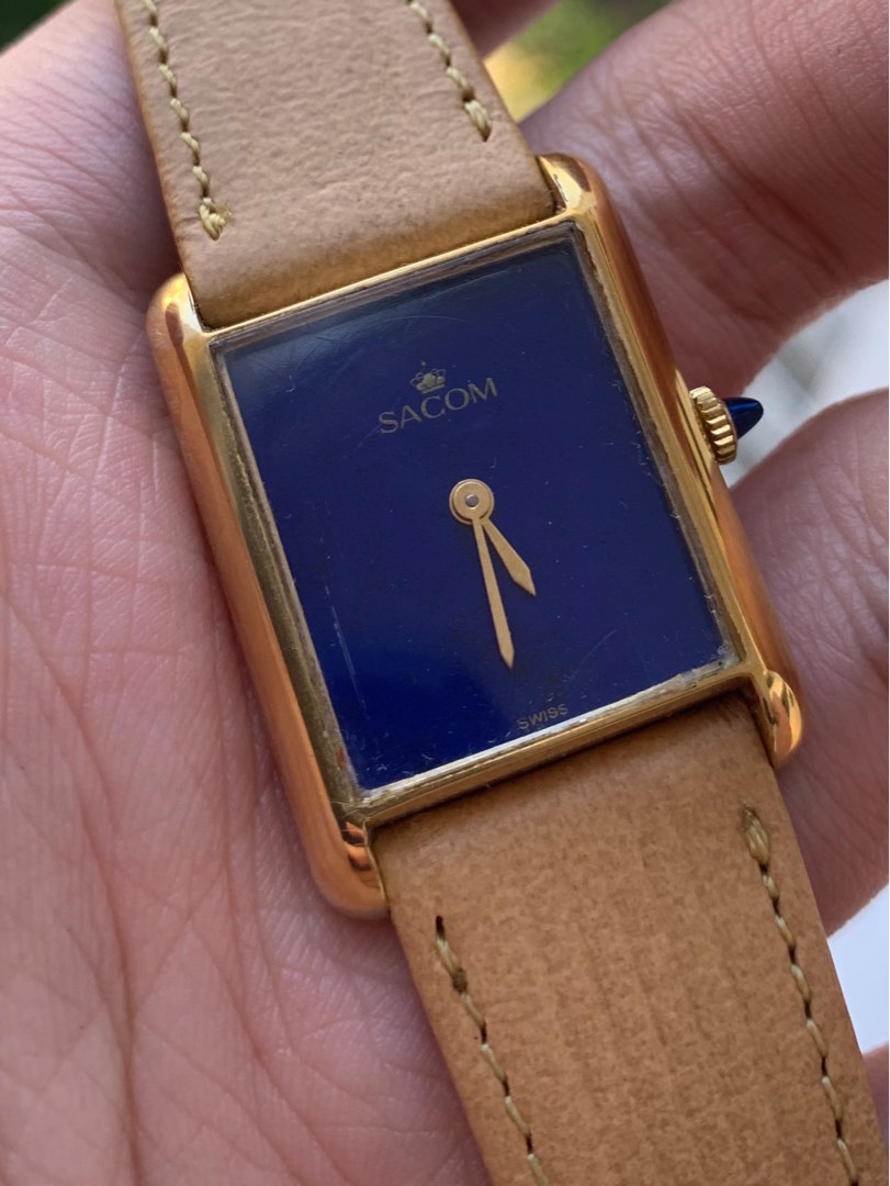 (Rare) Sacom tank with royal blue dial and sapphire crown, Women's ...