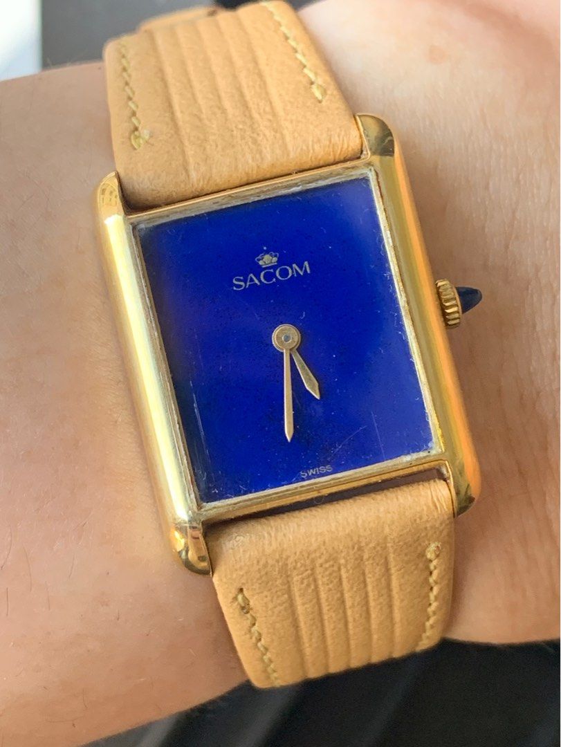 (Rare) Sacom tank with royal blue dial and sapphire crown, Women's ...