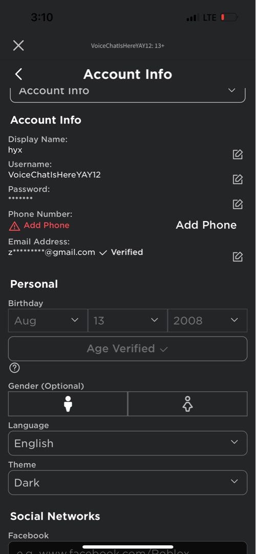 roblox voice chat account, Video Gaming, Video Games, Others on Carousell