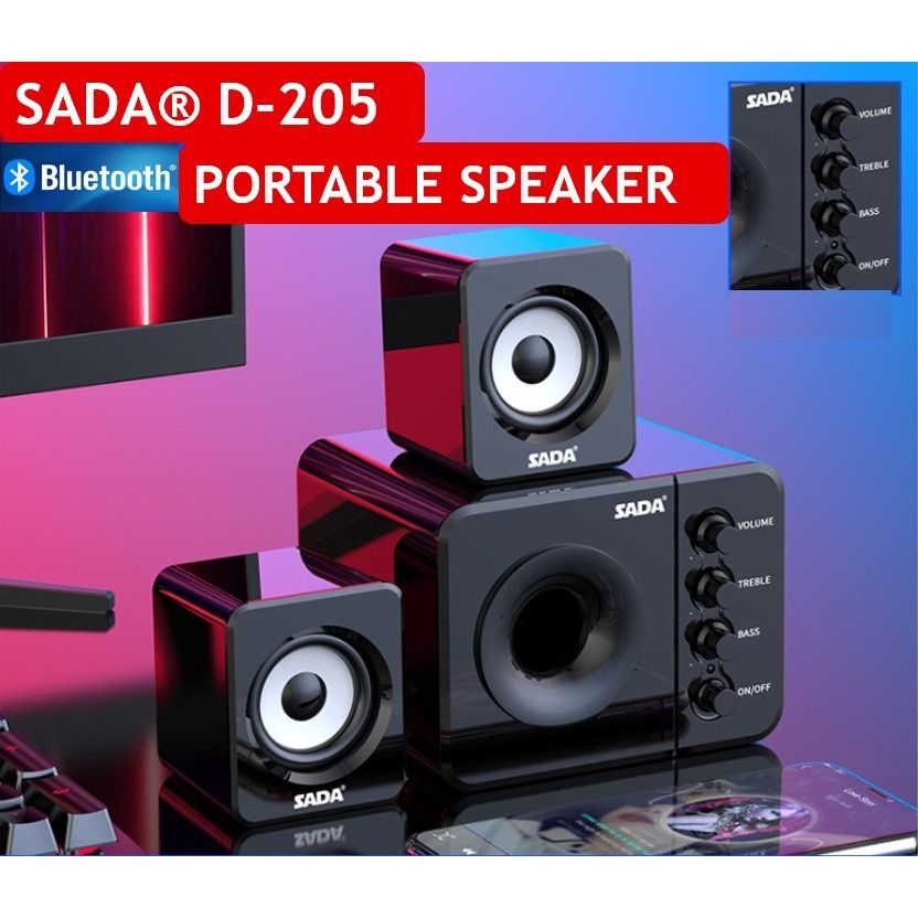 SADA D-205 Newest Full Range 3D Stereo Subwoofer 100% Bass PC Speaker ...