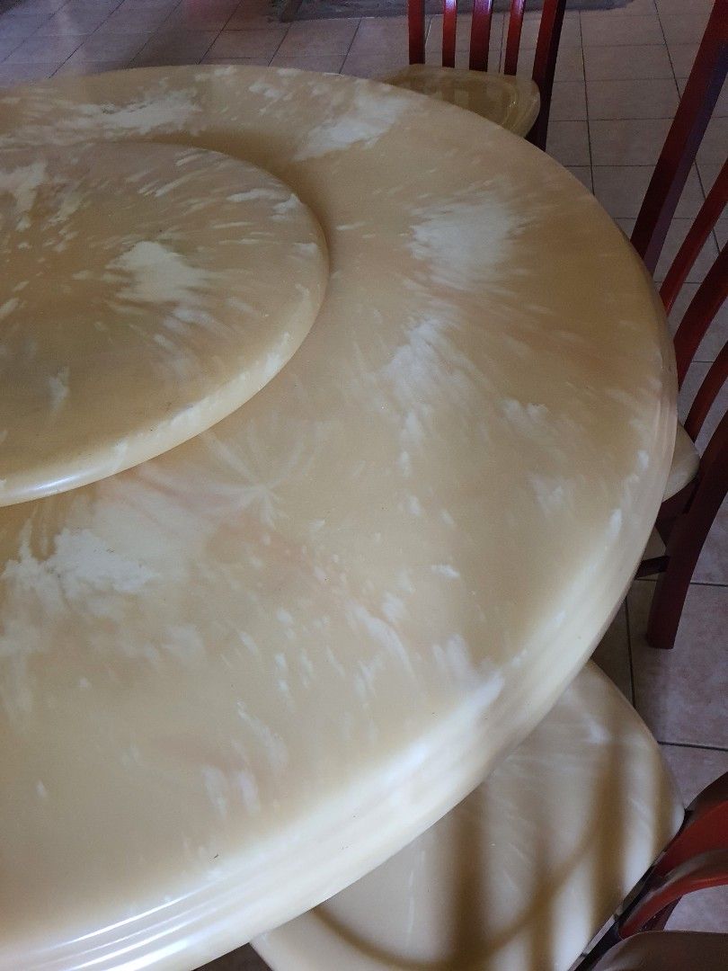 Synthetic Marble Dinning Table and Chairs Set, Furniture & Home Living ...