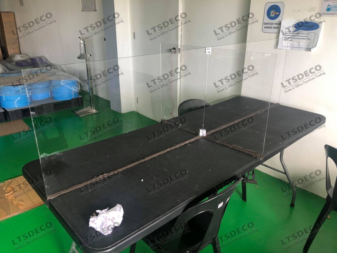 TABLE WITH ACRYLIC GLASS OFFICE FURNITURE AND PARTITION on Carousell