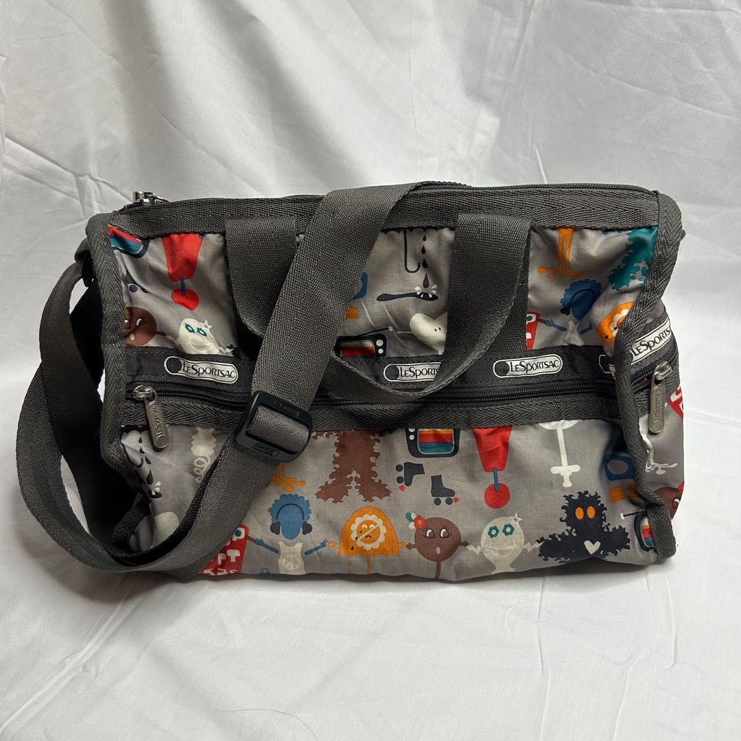 TAS LESPORTSAC ABU-ABU AUTHENTIC, Fesyen Wanita, Tas & Dompet di Carousell