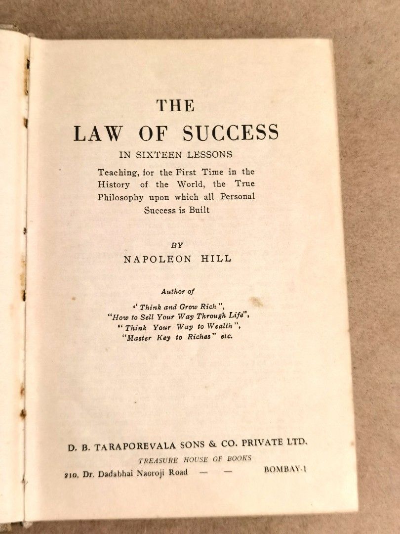 The Law Of Success Book By Napoleon Hill Vintage Book Year 1968 ...