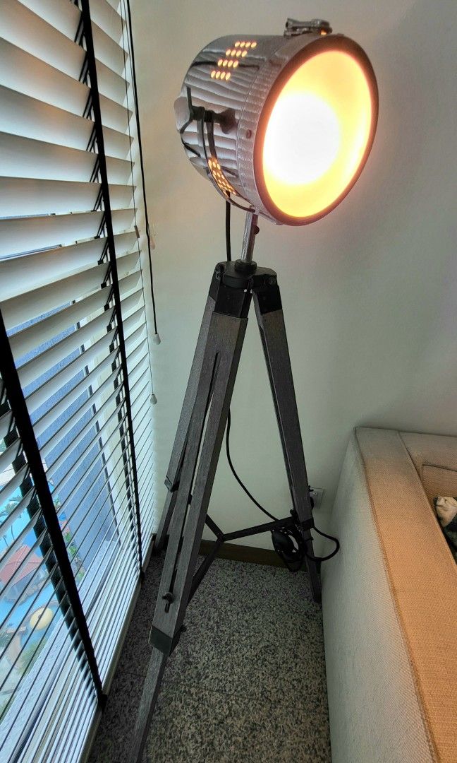 Tripod standing light old school, Furniture & Home Living, Lighting ...
