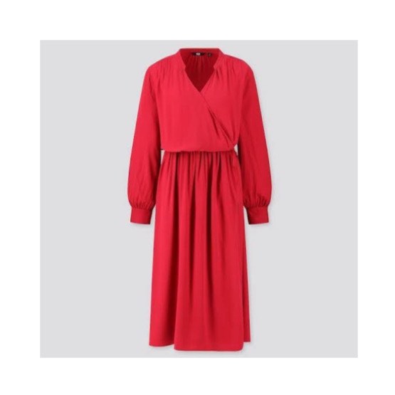 Uniqlo Red Rayon Dress on Carousell