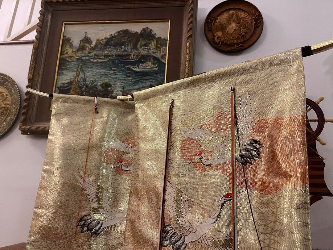 Vintage Japanese Partition Silk Stork, Hobbies & Toys, Collectibles ...