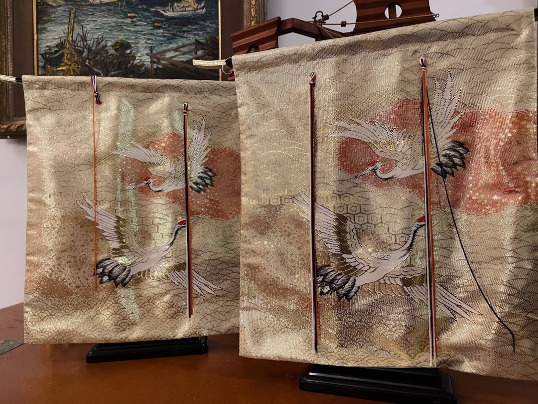 Vintage Japanese Partition Silk Stork, Hobbies & Toys, Collectibles ...