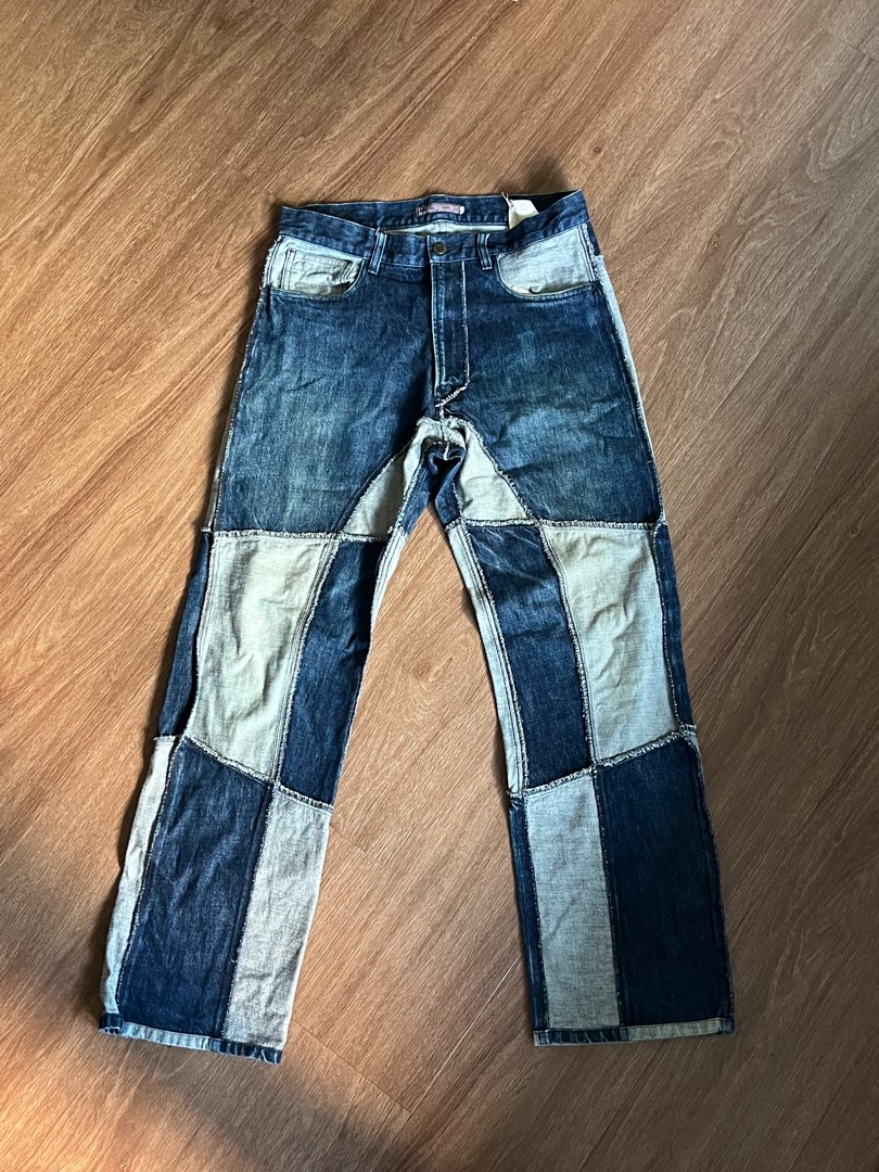 vintage patchwork jeans, Men's Fashion, Bottoms, Jeans on Carousell