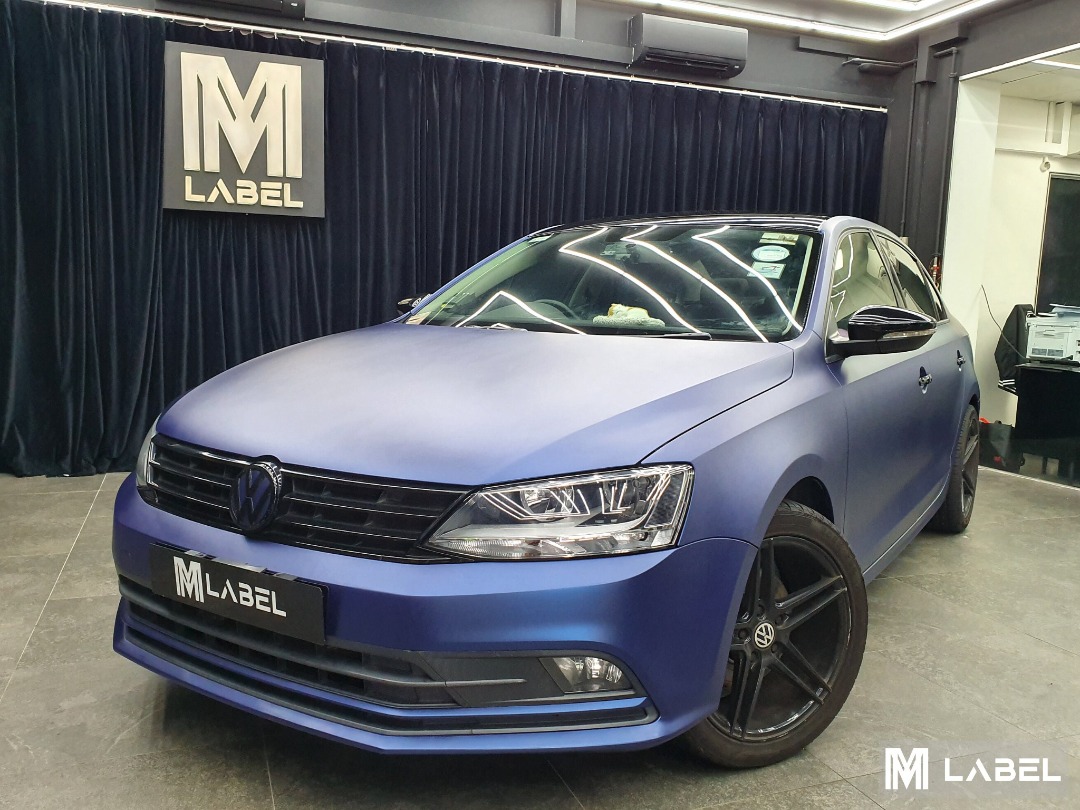 Volkswagen Jetta Full Vinyl Wrap - Ghost Metallic Dark Blue, Car ...