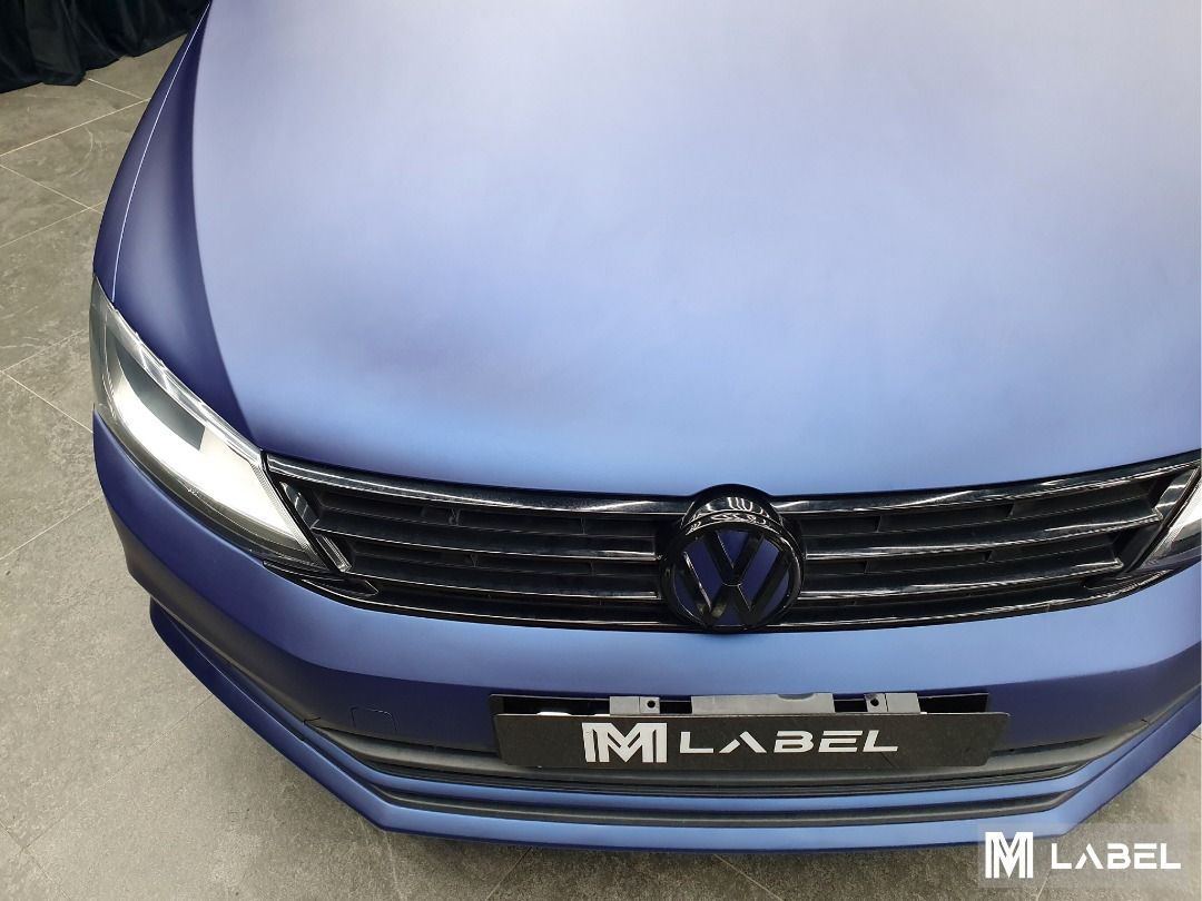Volkswagen Jetta Full Vinyl Wrap - Ghost Metallic Dark Blue, Car ...