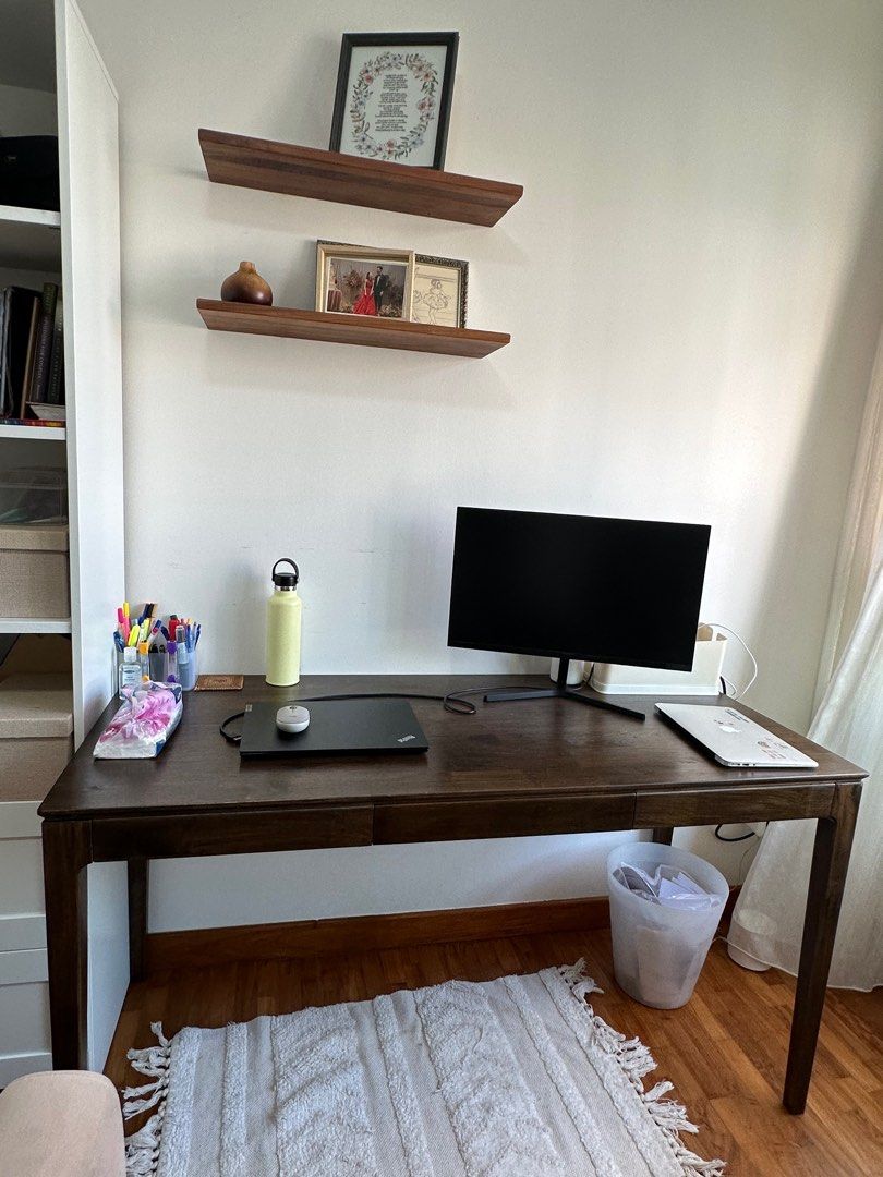 Walnut study table, Furniture & Home Living, Furniture, Tables & Sets ...