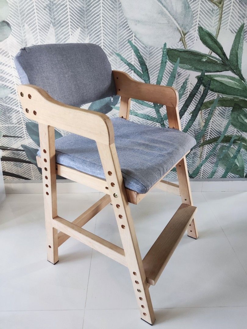 wooden study chair High Chair solid wood adjustable chair, Furniture ...