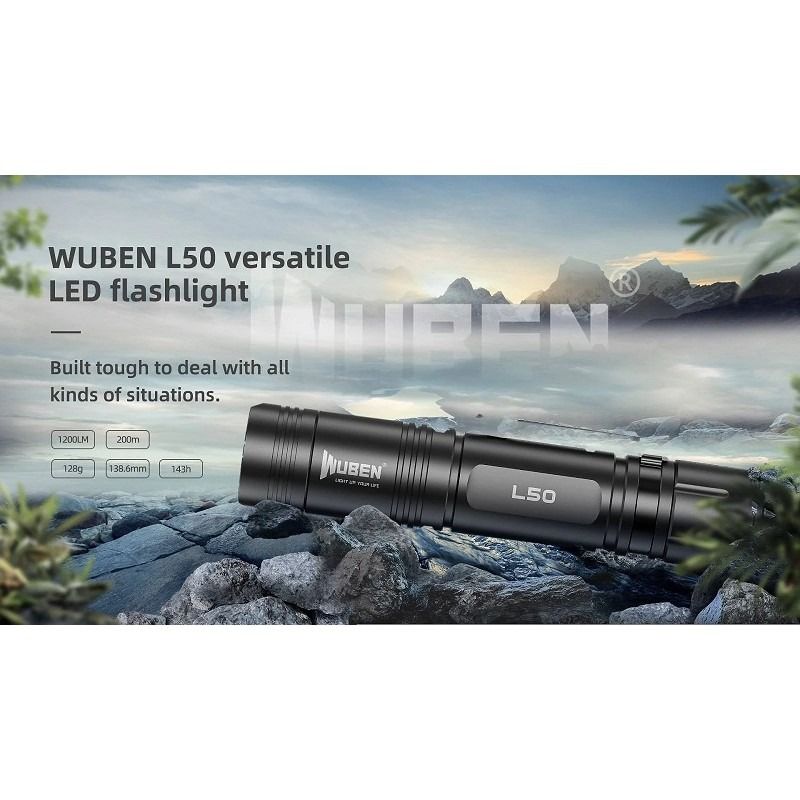 WUBEN L50 1200 Lumens Torch Light (Black), Sports Equipment, Hiking ...