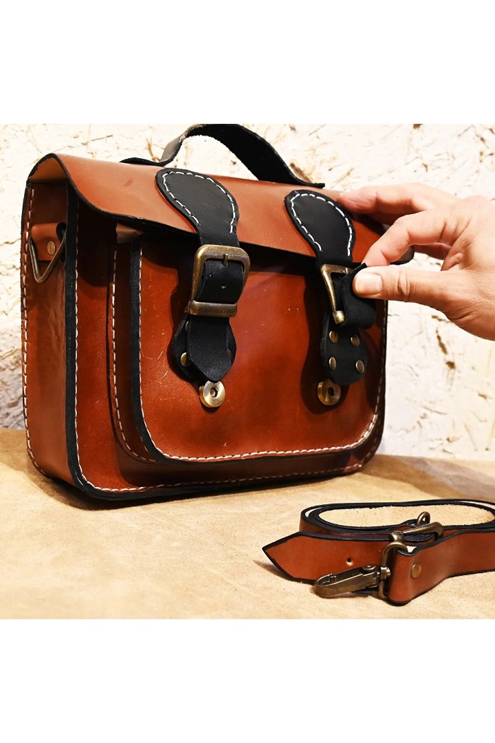 100% Handcrafted in calfskin postman bag, Men's Fashion, Bags, Belt ...