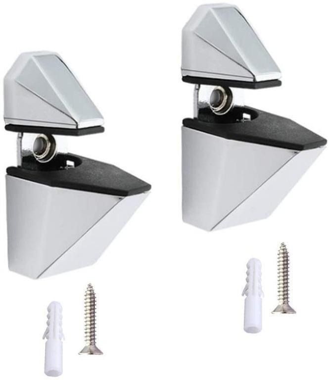 3410) HER KINDNESS 2 PACK ADJUSTABLE GLASS SHELF BRACKETS, GLASS ...