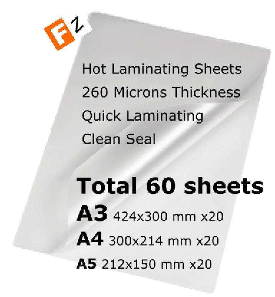 A3 A4 A5 Quick Laminating sheets Laminate sheet hot press - Combi pack ...
