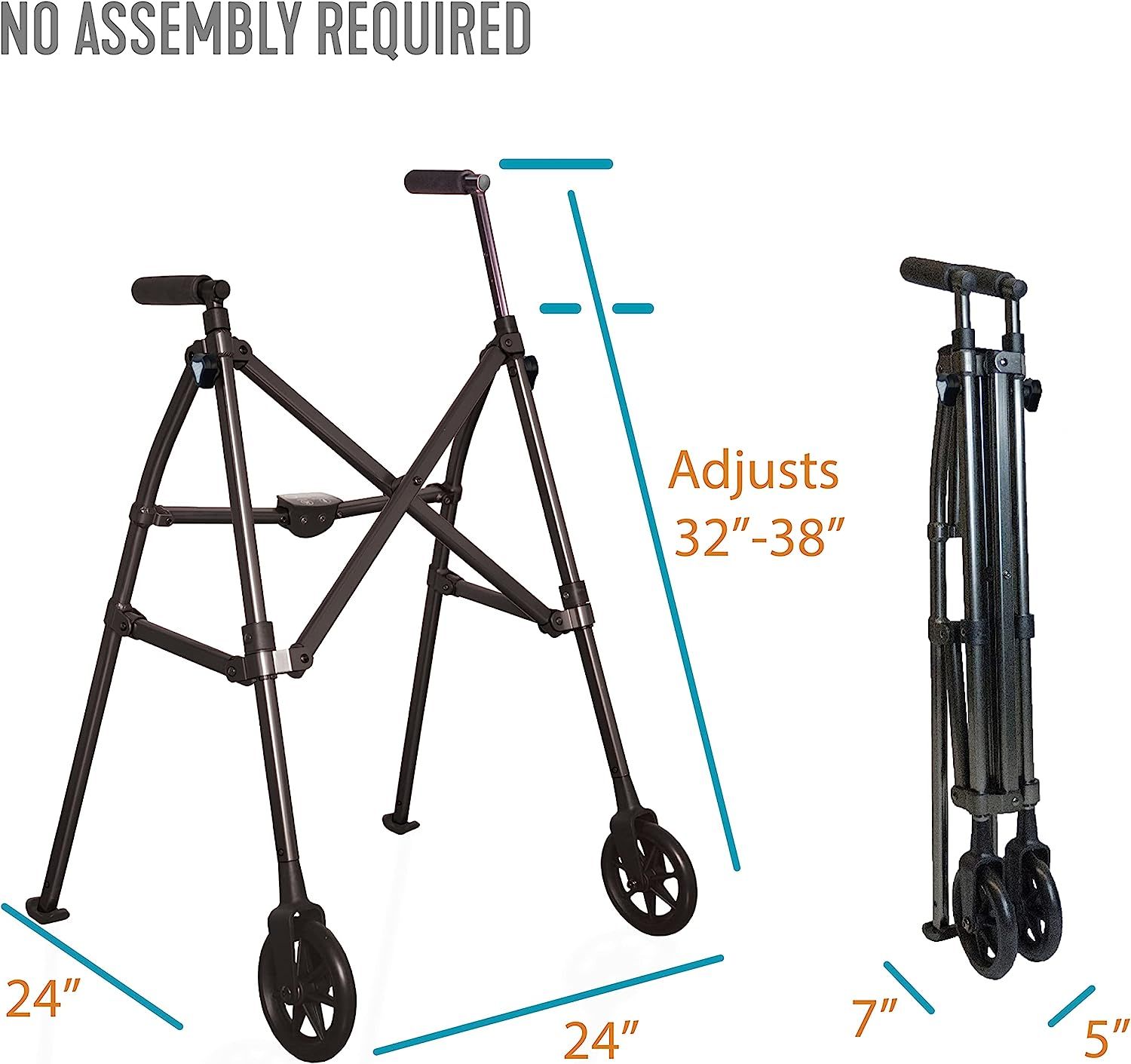 Able Life Space Saver Walker, Lightweight Folding 2 Wheel Rolling ...