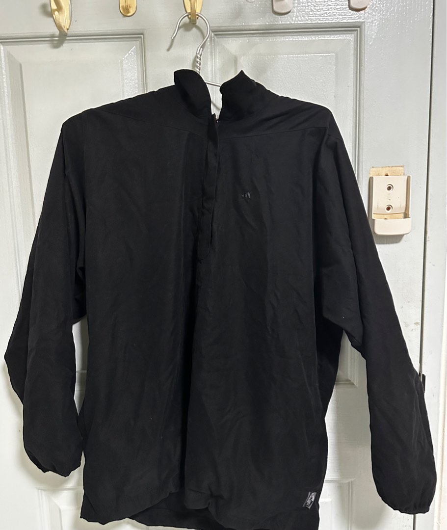adidas quarter zip (blacked out), Men's Fashion, Activewear on Carousell