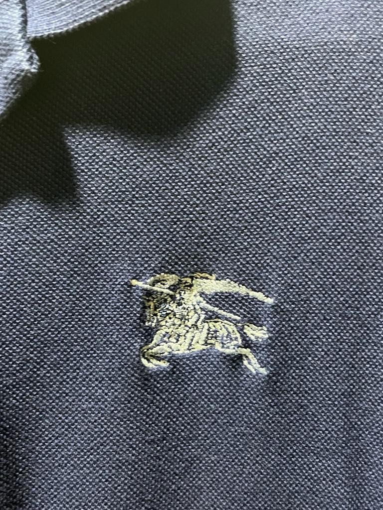 Authentic Burberry vintage check blue polo T, Luxury, Apparel on Carousell