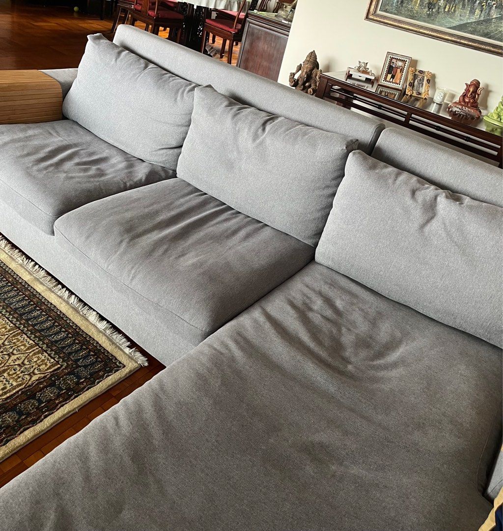 Blue L shaped Sofa, 傢俬＆家居, 傢俬, 梳化 - Carousell