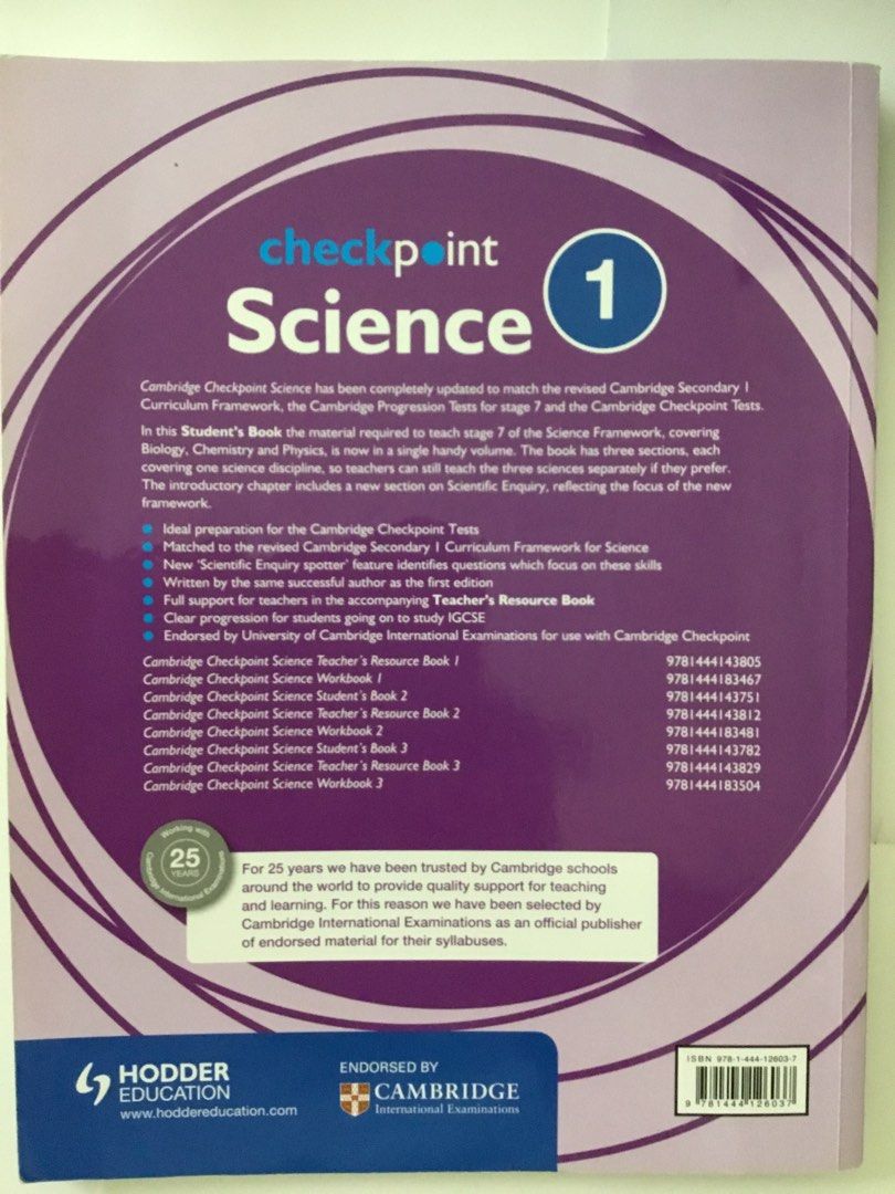 Cambridge Checkpoint Science Student's Book 1 (Hodder), Hobbies & Toys ...