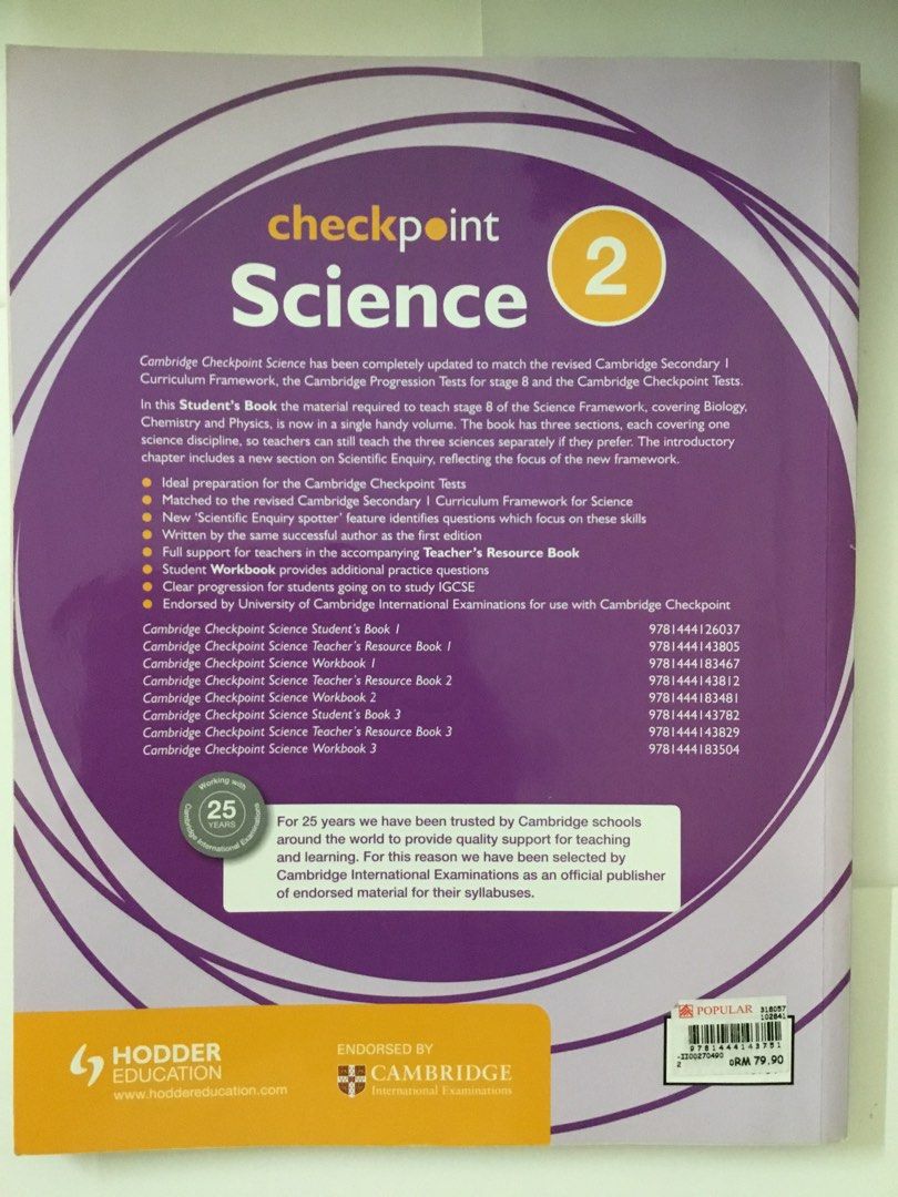CAMBRIDGE CHECKPOINT SCIENCE STUDENT'S BOOK 2 hodder, Hobbies & Toys ...