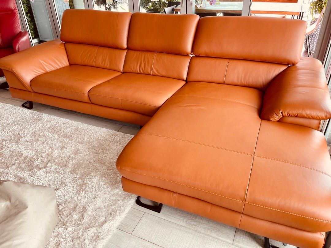 L Shaped Leather Sofa Cellini Korus, Furniture & Home Living, Furniture ...