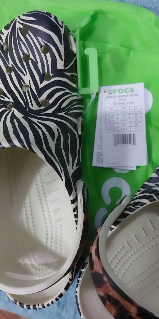 Crocs Women's Men's Classic Zebra Print Clogs, Women's Fashion ...