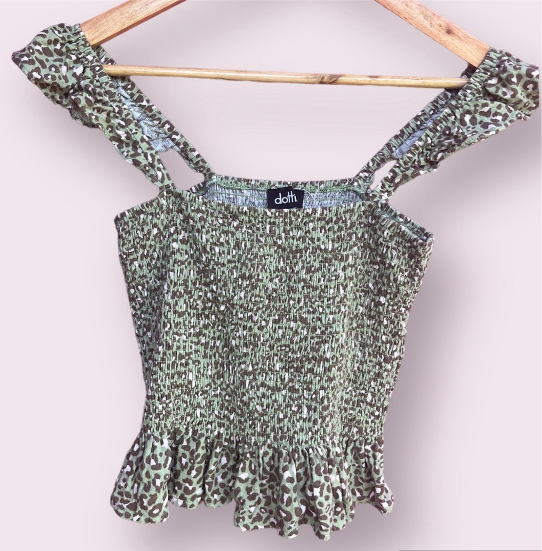 DOTTI ANIMAL PRINT SEXY FULL SMOCKED TOP, Women's Fashion, Tops ...