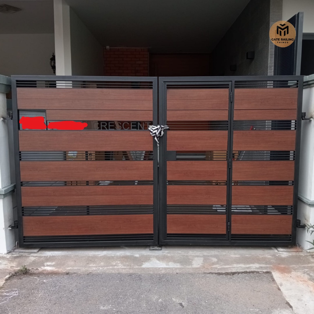 Driveway Gate Aluminium Woodgrain Infill/Landed House Gate/Swing Gate ...