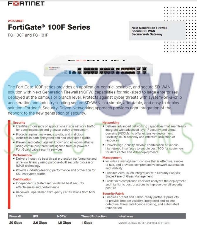 Firewall- Fortinet FortiGate 100F Enterprise-Grade Protection for ...