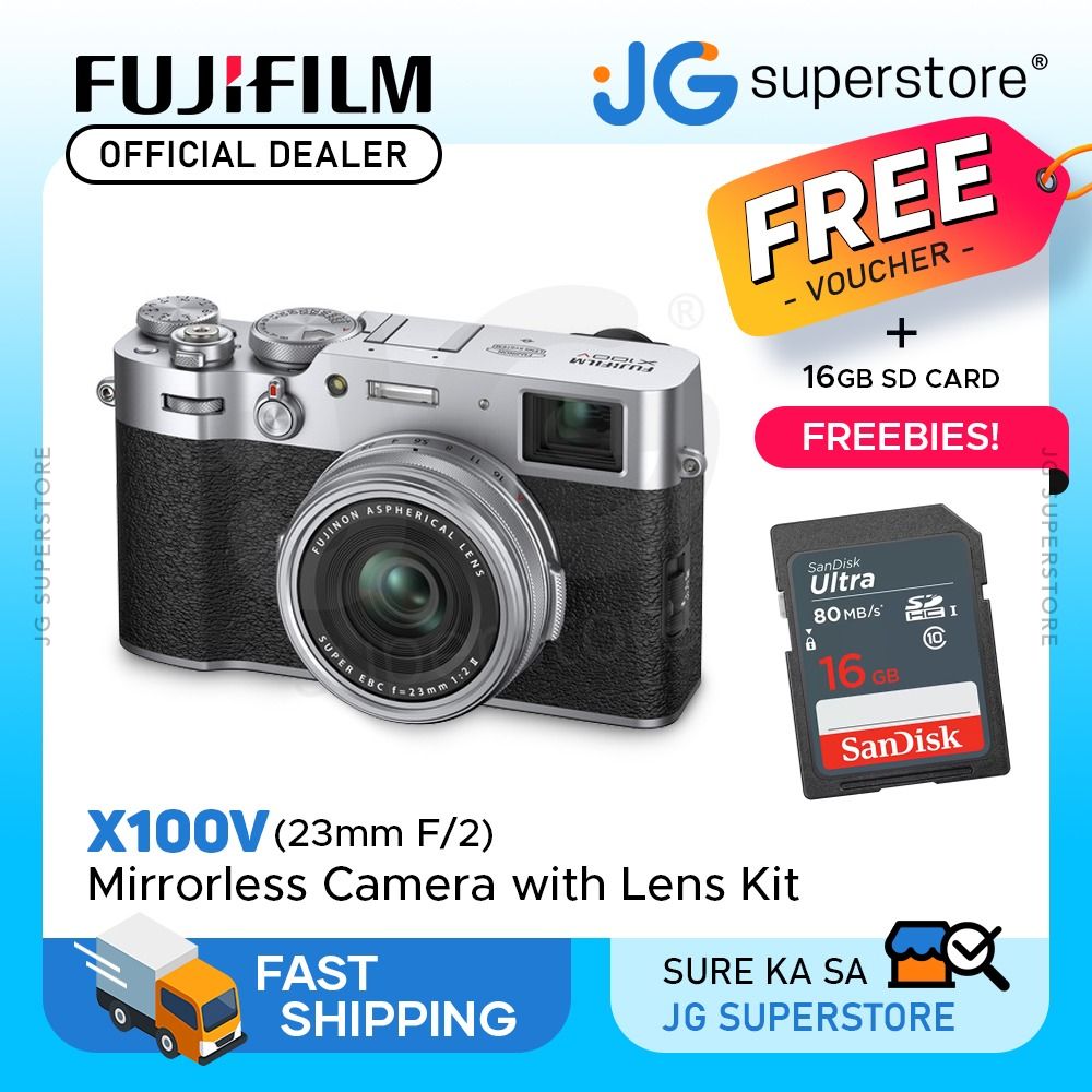 Fujifilm X100V APS-C Mirrorless Digital Camera with Fujinon 23mm F/2 Wide-Angle Prime Lens ...
