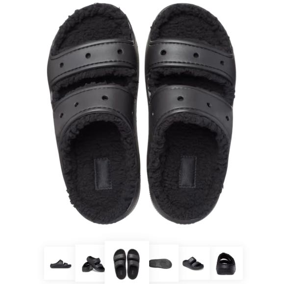 Fuzzy crocs, Women's Fashion, Footwear, Sandals on Carousell