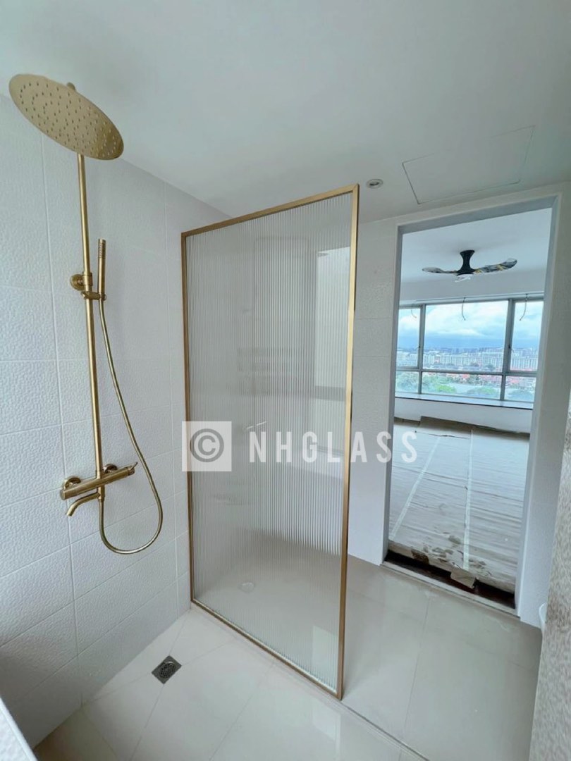 Gold shower screen/ tempered Glass doors / shower screen / pet room ...