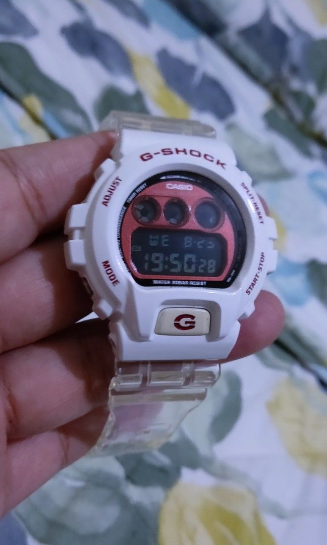 Gshock DW6900 custom red face with brand new orig bezel custom red ...