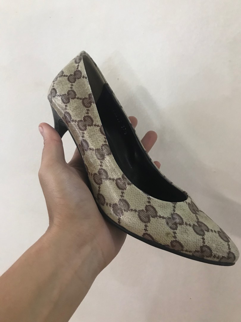 GUCCI GG MONOGRAM PLUS HEELS, Women's Fashion, Footwear, Wedges on ...
