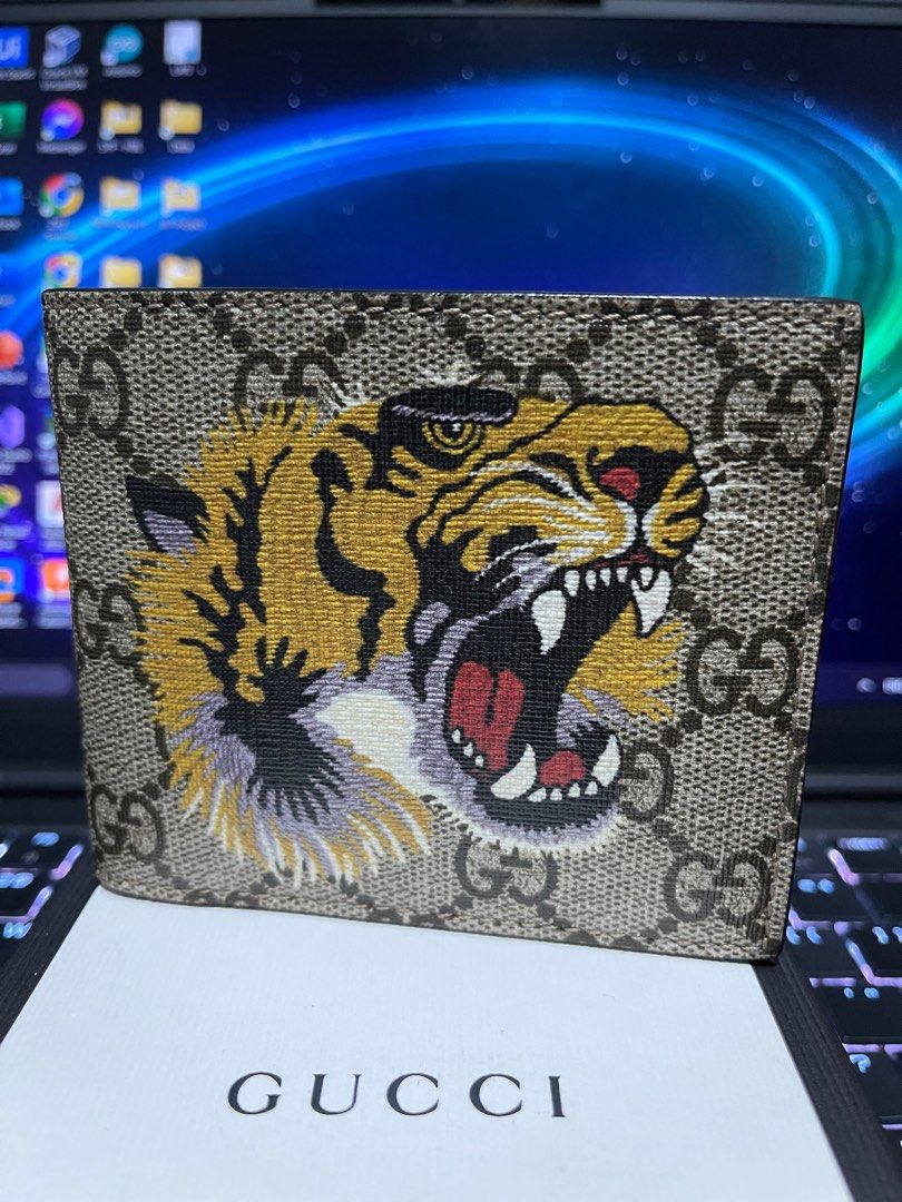 Gucci GG Supreme Tiger Print Wallet, Men's Fashion, Watches ...