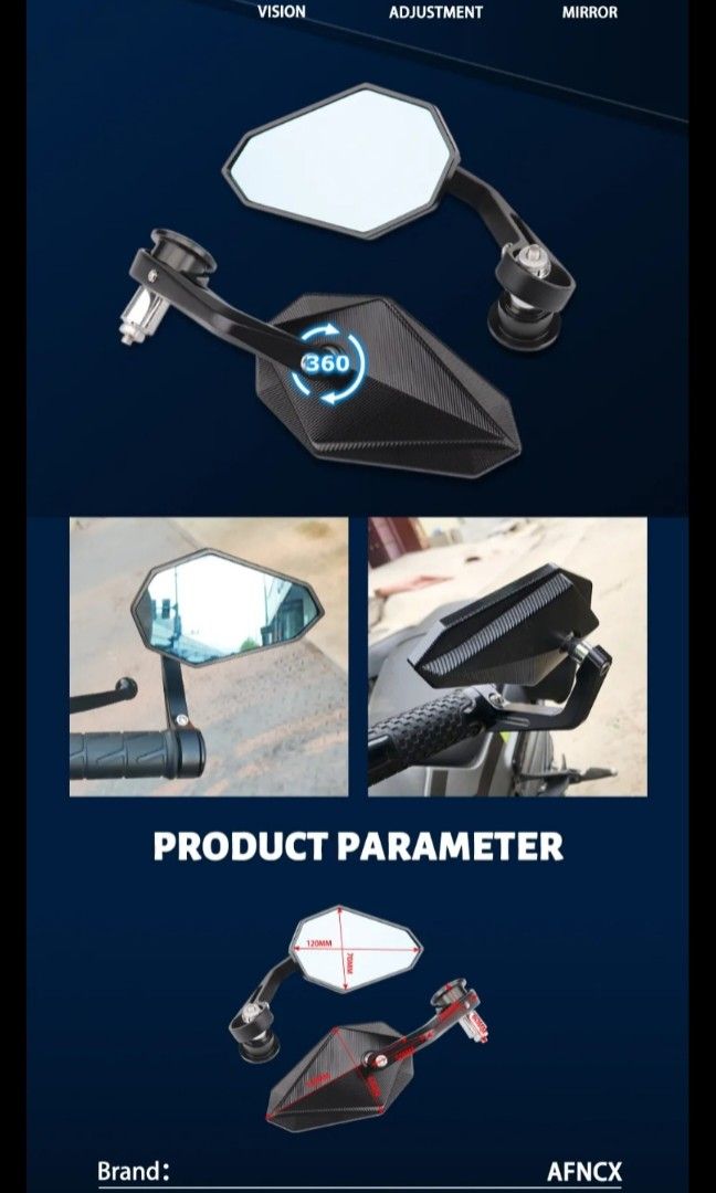 Handlebar end aircraft grade aluminium mirrors, Motorcycles, Motorcycle ...
