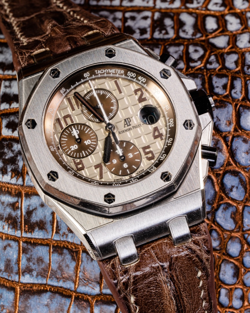 Handmade Hand-stitched Watch Strap in Ombre Brown Crocodile Leather For ...