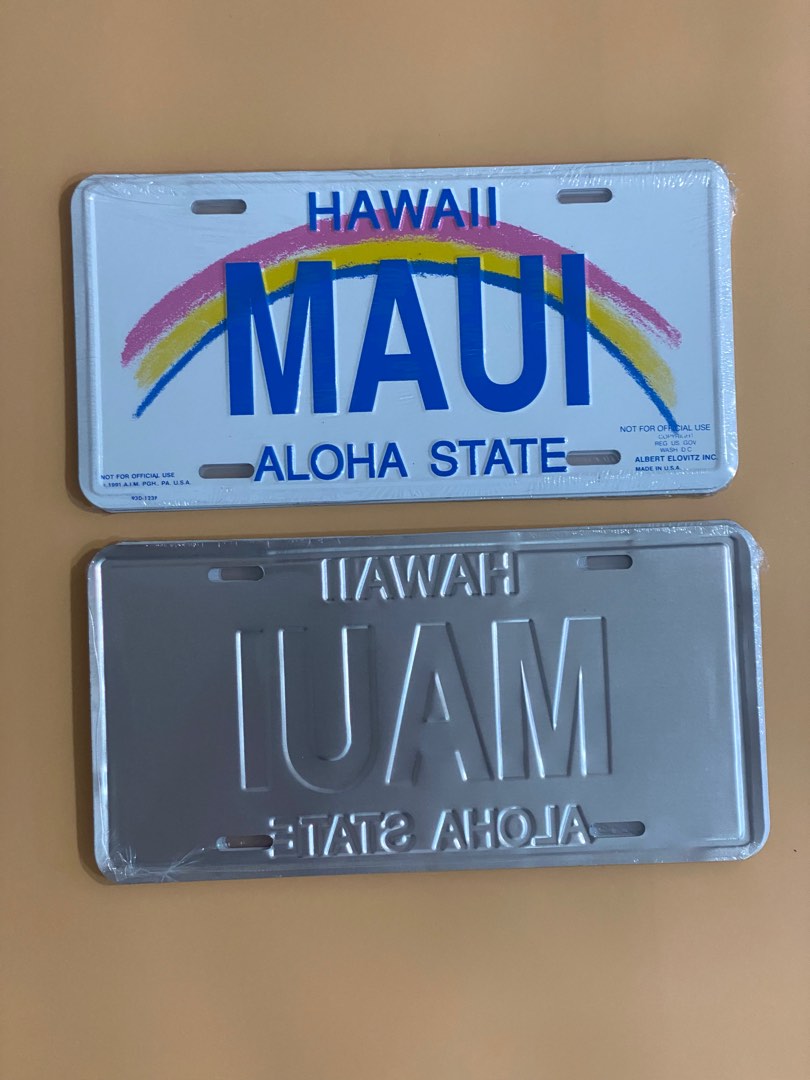 Hawaii Maui Aloha State license Plate by Albert Elovitz, Hobbies & Toys ...