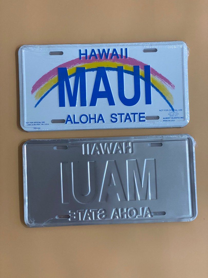 Hawaii Maui Aloha State license Plate by Albert Elovitz, Hobbies & Toys ...